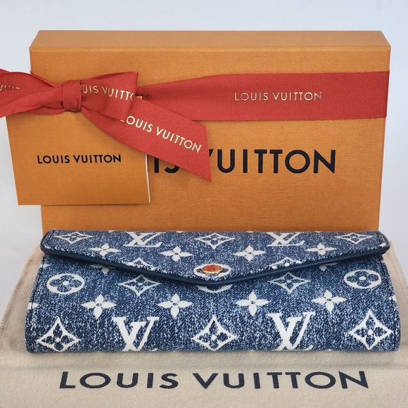 Louis Vuitton | Bags | Louis Vuitton Sarah Monogram Wallet Blue Denim ...